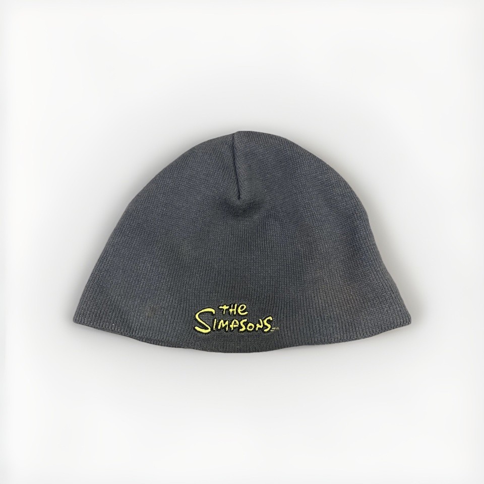 Vintage Y2K 2002 The Simpsons Homer Simpson Beanie Hat Gray Embroidery ...