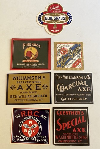 NOS Vintage Early Paper Mann Axe Labels - Kentucky | eBay