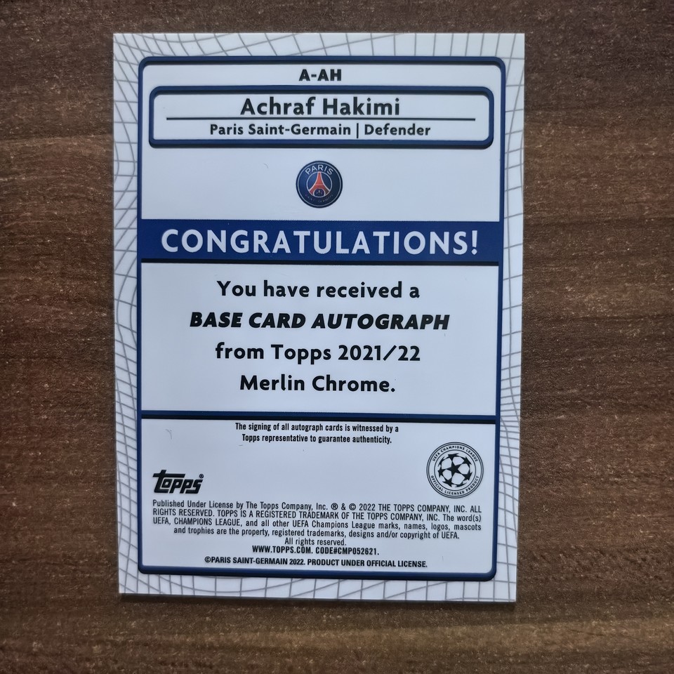 Archaf Hakimi 2021-22 Topps Merlin Autograph Auto Psg | eBay