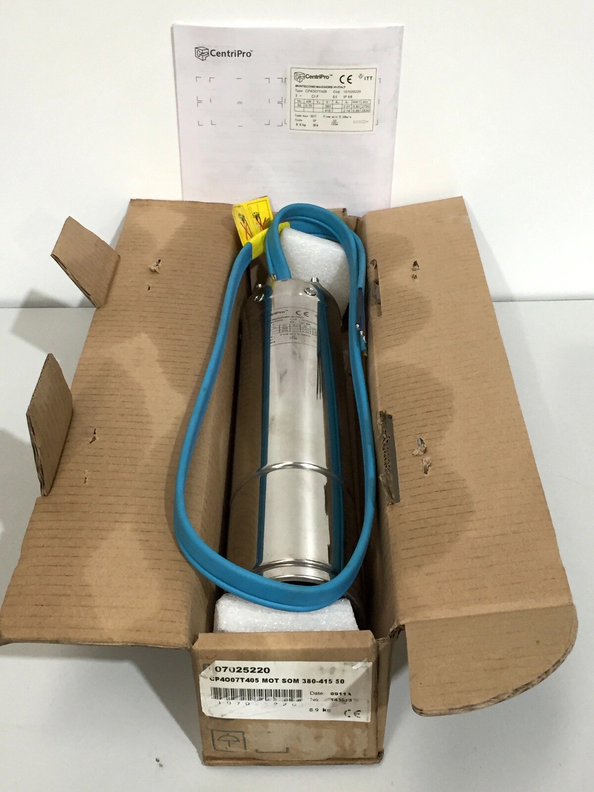 CentriPro 107025220 CP4O07T405 Submersible Pump Motor 4" 3Phase 0.75kW ...