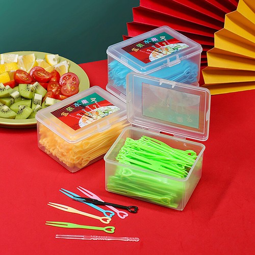 200Pcs/Box Fruit Fork Cake Dessert Toothpick Food Picks Disposable ...
