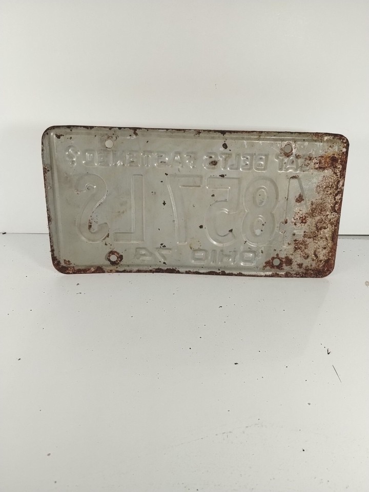 Vintage Ohio OH License Plate 1974 SEAT BELTS FASTENED? No.4857 LS ...