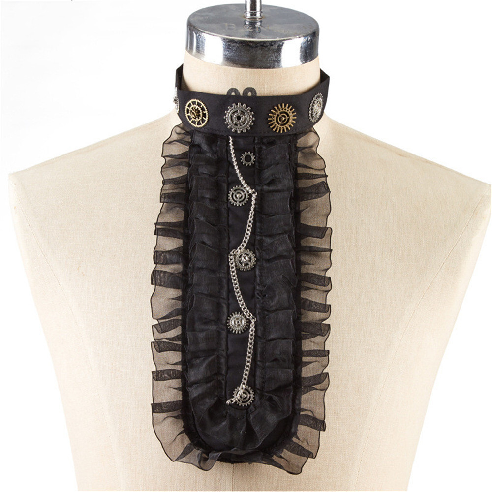 Steampunk Jabot Victorian Colonial Ruffle Collar Goth… - Gem