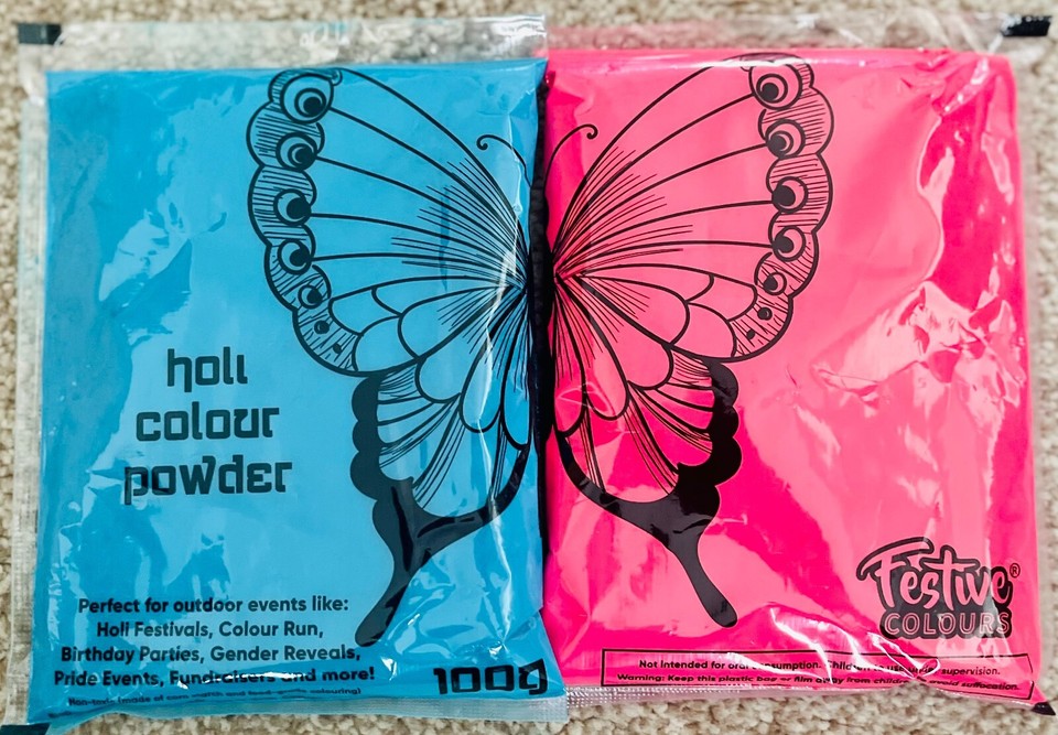 PINK AND BLUE COLOUR POWDER FOR GENDER REVEAL (100gms each colour ...
