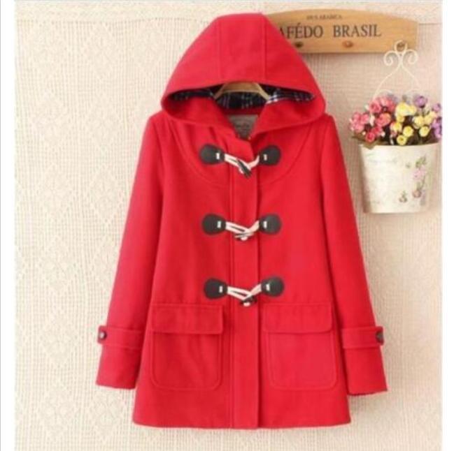 4 Color NEW Fashion Women Wool Blend Hooded Duffle Toggle Coat Outwear ...