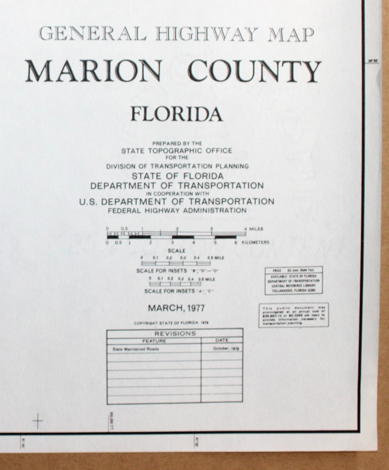 General Road Map of Marion County Florida 1974 18x28" 2 Sheets | eBay