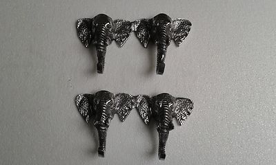 Aluminium Elephant Trunk Coat Hook Double Lot of 2 Pcs Figurine Hooks ...