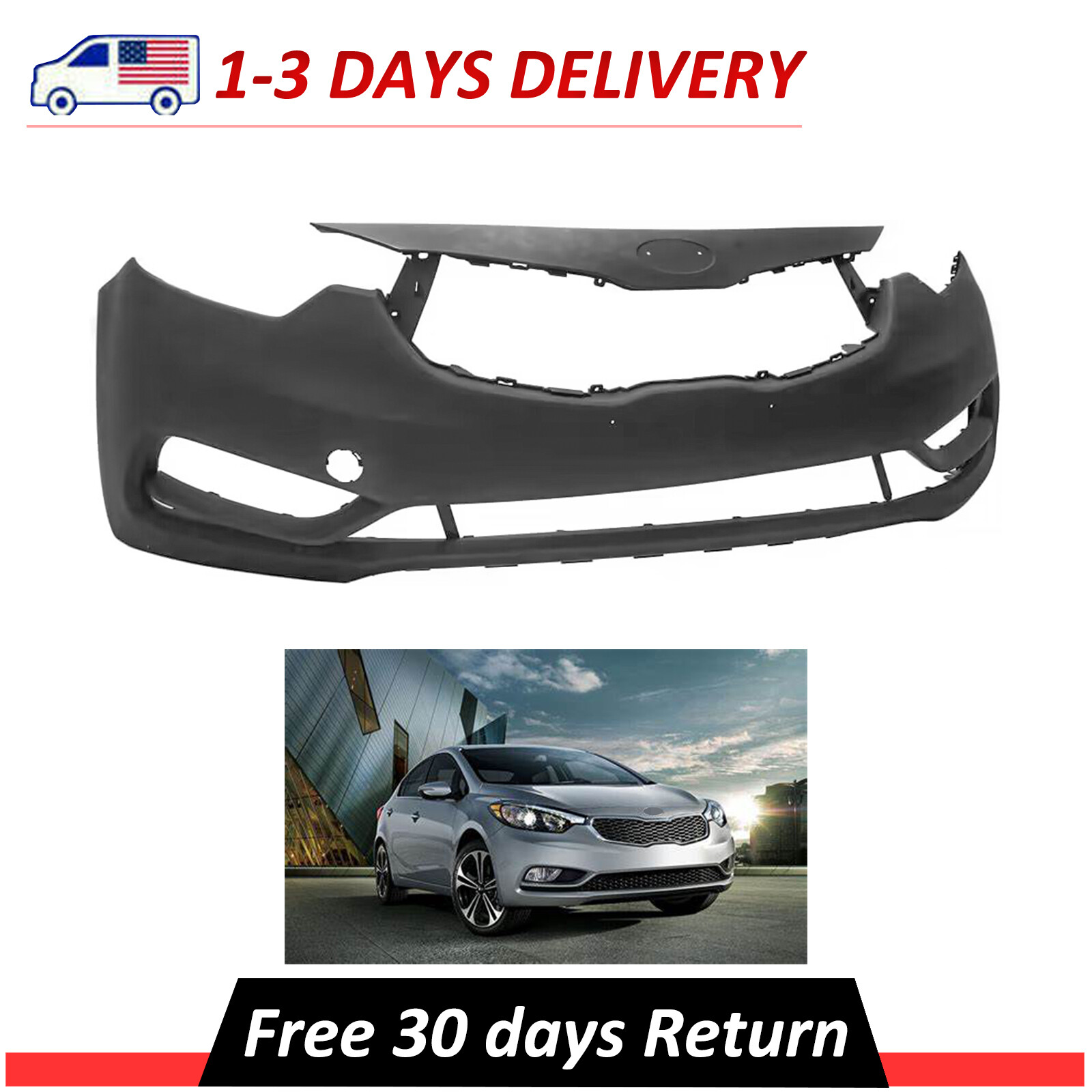 Front Bumper Cover Fits 2014-2016 Kia Forte EX LX Korea Built Vehicle ...