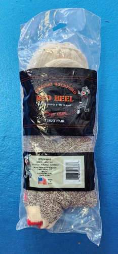 Original Rockford Red Heel Sock Two Pair Large 10-11 97% Cotton SOCK ...
