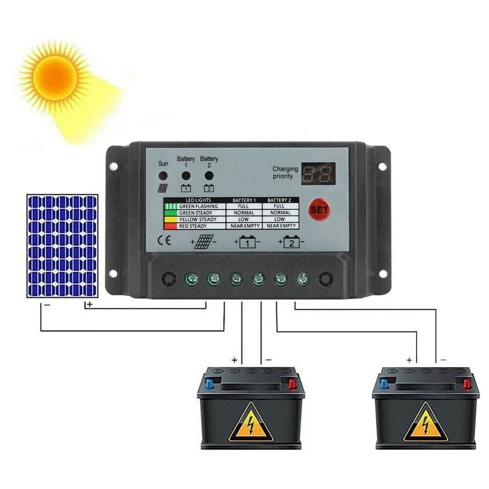Solar Charge Controller Batteries Panel Dual Battery Regulator For 12V ...