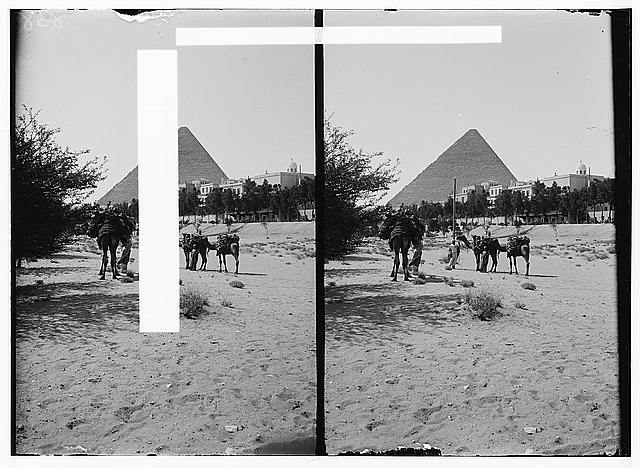 Egypt; The pyramids of Gizeh, Mena House Hotel at pyramids 1920s Old ...
