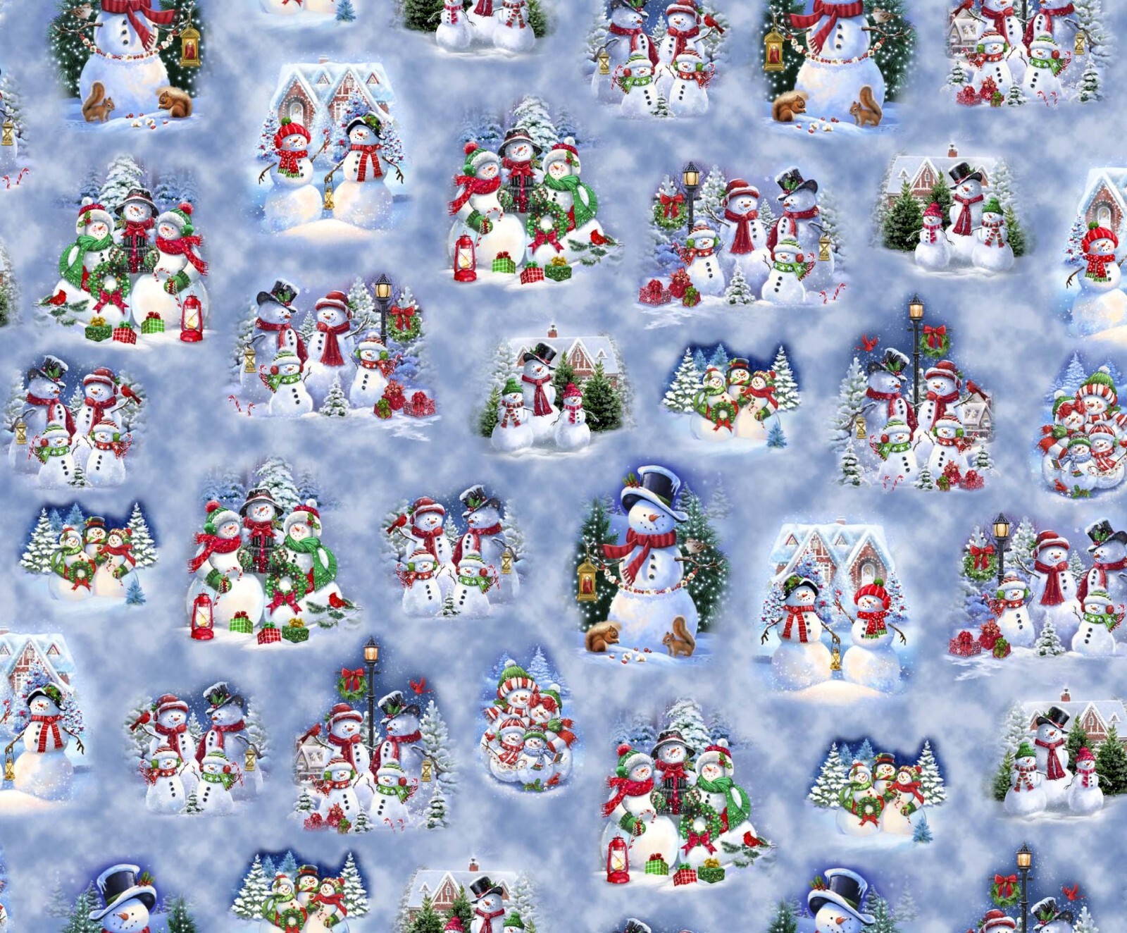 QT Fabrics Snowman Holiday by Gina Jane Lee 30441 B Blue Snowman ...