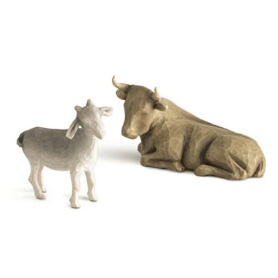 Willow Tree Ox and Goat, Sculpted Hand-Painted Nativity Figures, 2 ...