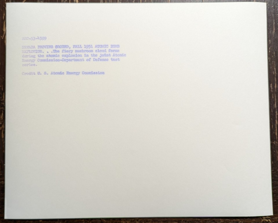 Vintage 8x10 PHOTO AEC ATOMIC Test Shot "CHARLIE" Operation BUSTER ...