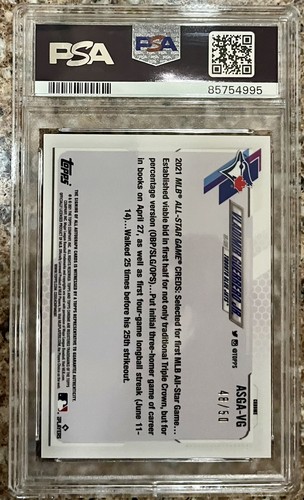 2021 Topps Chrome VLADIMIR GUERRERO JR ASG Autograph 48/50 Gold PSA 9/9 ...