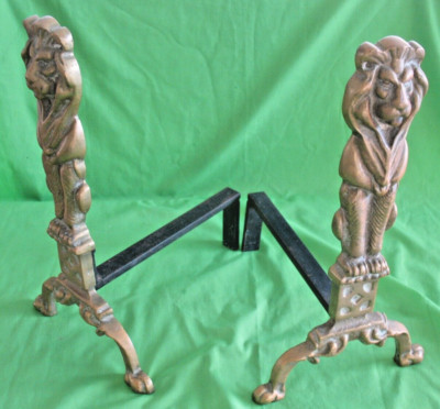 Fireplaces & Mantels - Lion Andirons
