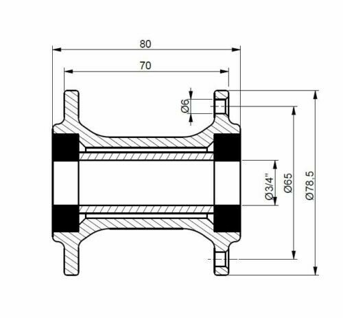 "3/4"" Axle Spool Hub | 40 Spokes | Polished Aluminium | Italy"
