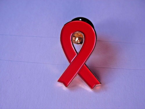 Red Ribbon pin badge. Lapel. Brand new. Aids HIV Awareness Support ...
