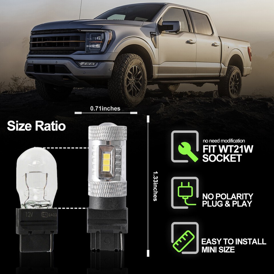 6500K WT21W White LED Back up Reverse Lights Bulbs for 2021 2022 2023 ...