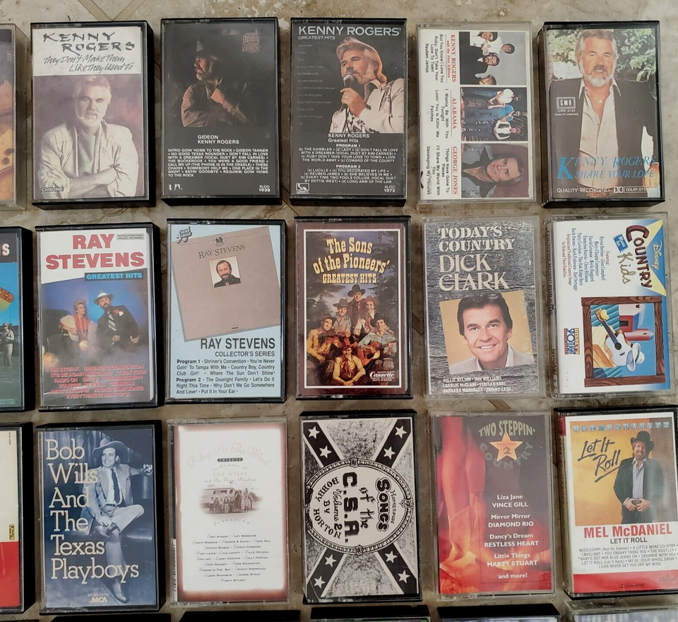 47 COUNTRY MUSIC CASSETTE TAPES - CHARLIE DANIELS, KENNY ROGERS, GLEN ...
