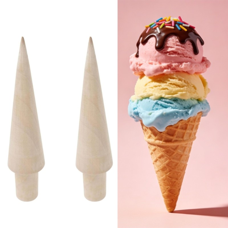 Wooden Pizzelle Roller,Krumkake Pastry Tool Waffle Ice Cream Cone ...