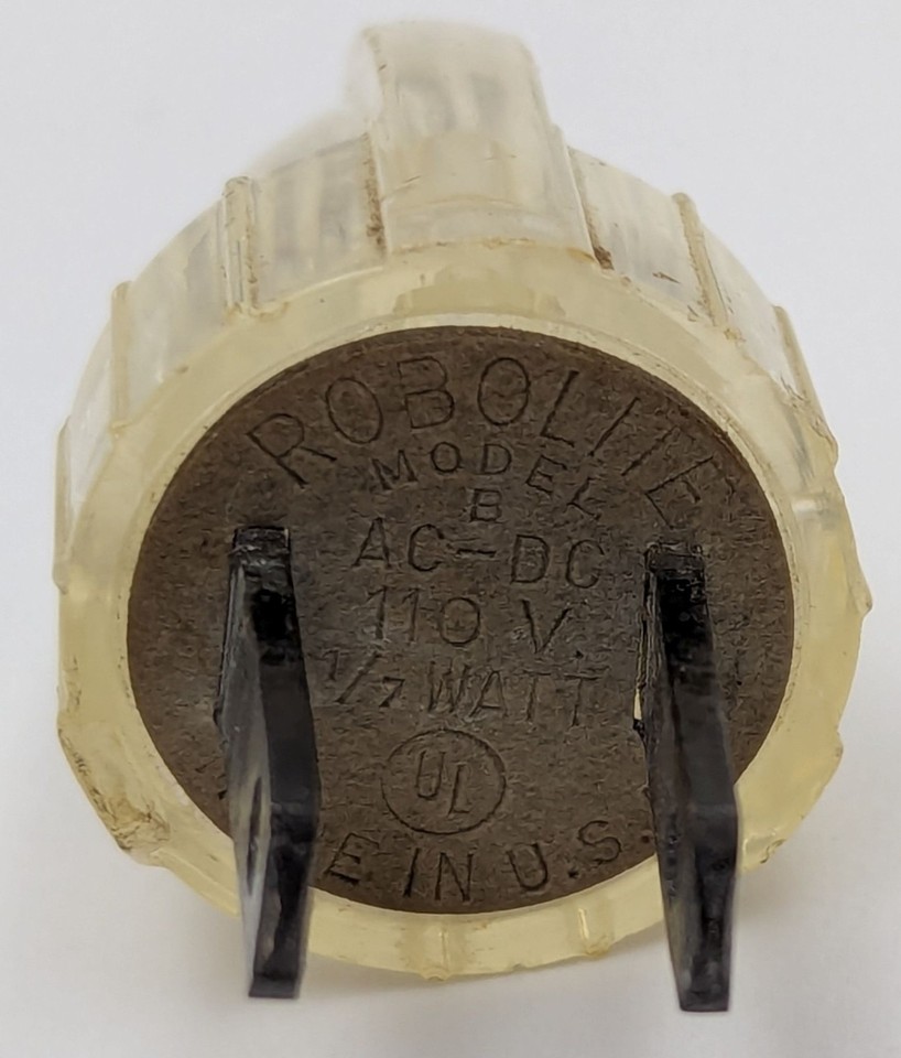 VTG 1950s Robolite Model B Neon Bullet Space Age Nightlight Light Plug ...