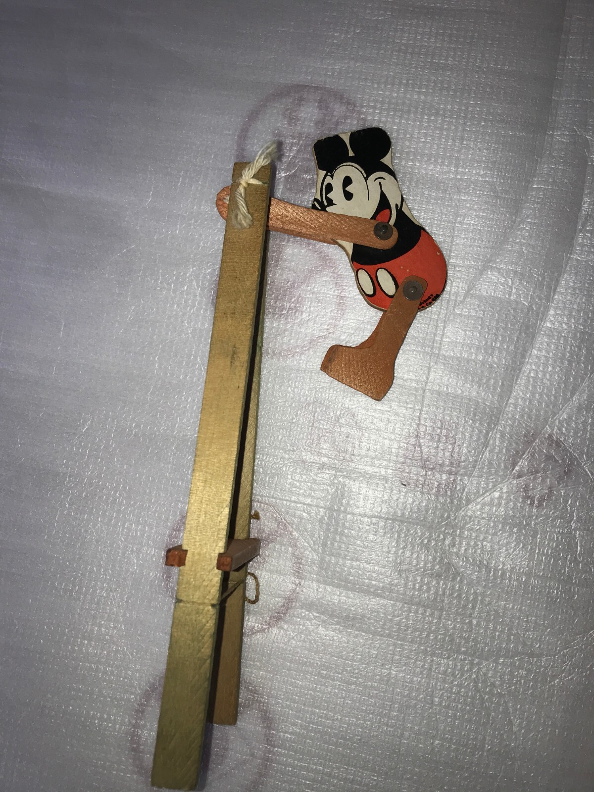 VINTAGE MARX MICKEY MOUSE WOODEN TRAPEZE TOY - Operates by squeezing ...