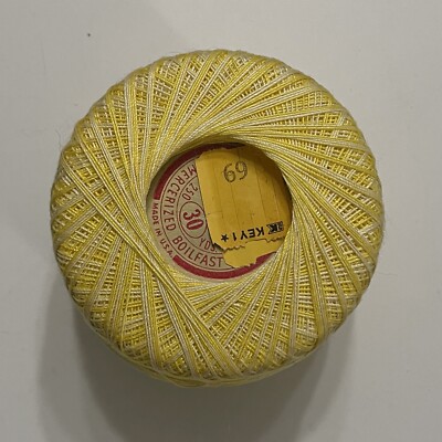1 Ball VTG Clarks Big Ball Crochet Thread 3 Cord 250 Yds Yellow White ...