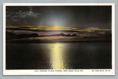 Dean Channel Sunrise OCEAN FALLS British Columbia RPPC Vintage ...