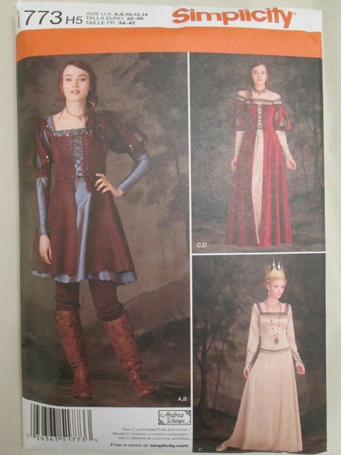 Simplicity Pattern 1773 H5 Misses' Costume Medieval Dress in Two ...
