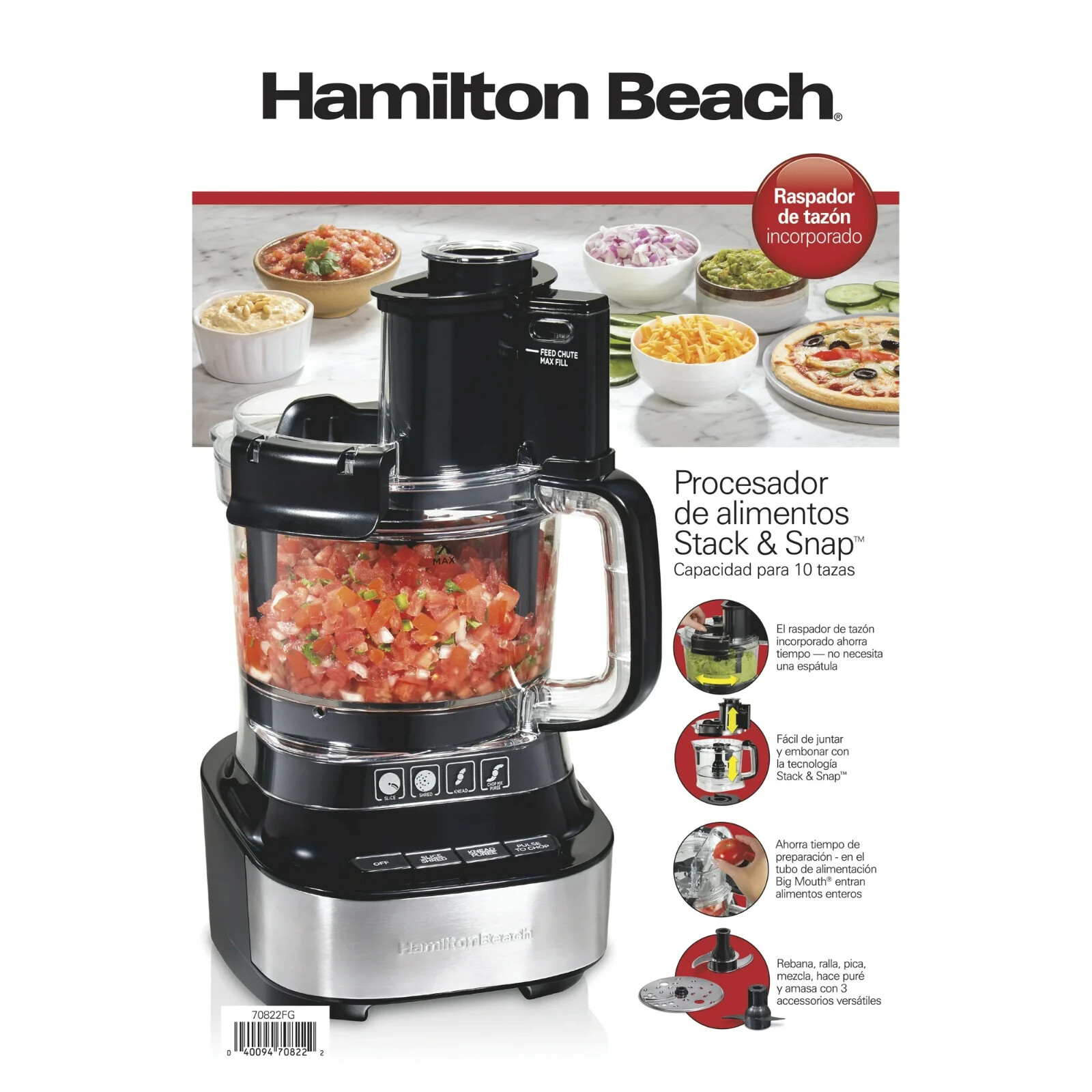 Hamilton Beach Stack & Snap Food Processor with Bowl Scraper, 10 Cup Capacity | eBay