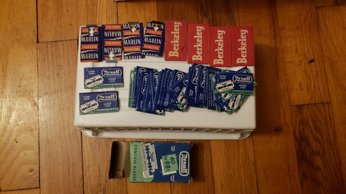45 VINTAGE ANTIQUE SAFETY RAZOR BLADES "MIXED LOT" Rexall Marlin ...