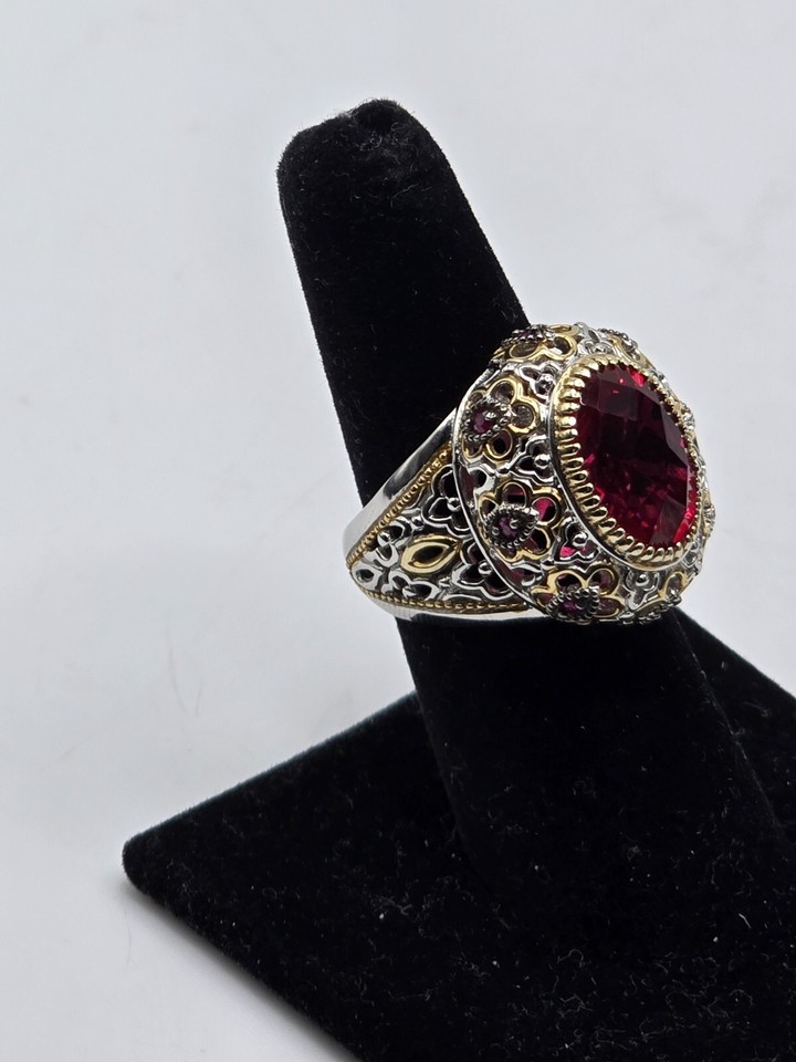 NH Michael Valitutti 925 Sterling Silver Red Quartz Doublet & Ruby Ring ...