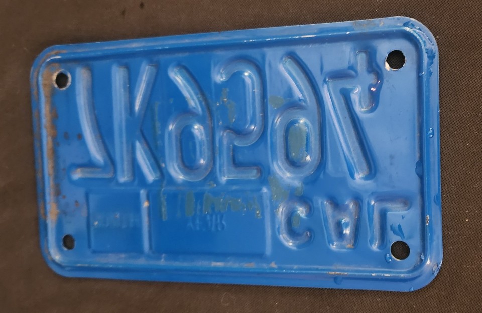 Vintage 1977 California Motorcycle License Plate Tag 7K9594 Original ...