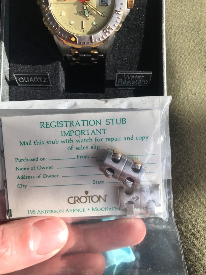 Croton Aquamatic Two Tone Yellow Dial Quartz Watch CA301004TTCH | eBay