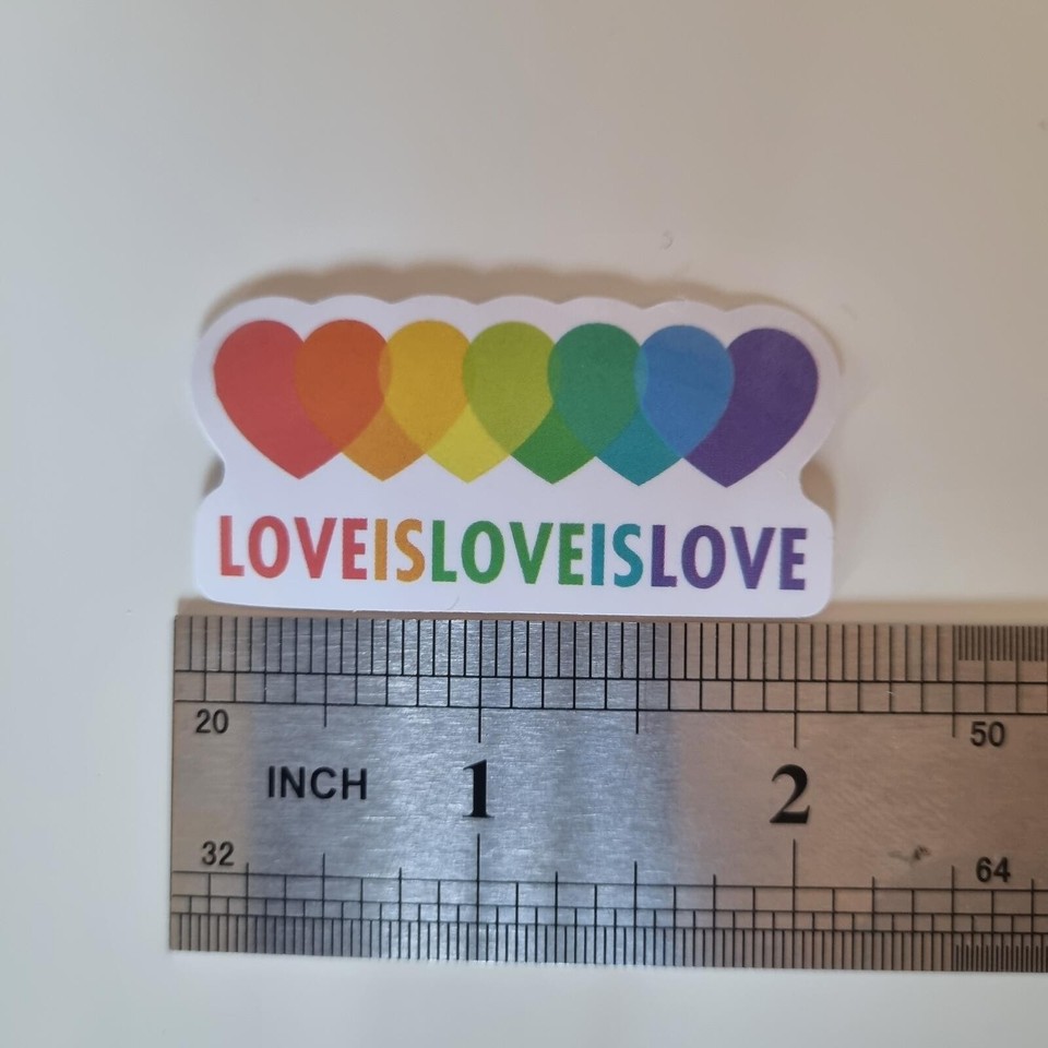 Love Is Love Is Love Rainbow Hearts Glossy Vinyl Pride Sticker | eBay UK