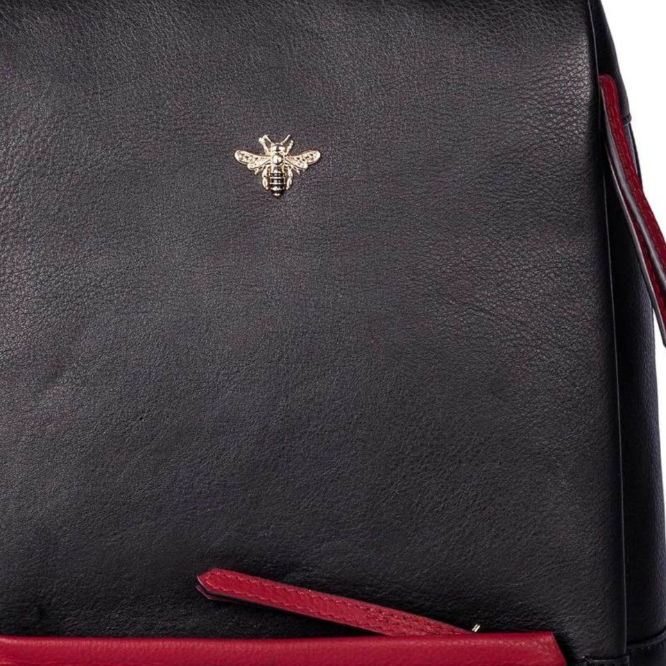 Mala Leather Mason Bee Backpack Black/Red – Genuine Leather Rucksack 30x24x13cm | eBay UK