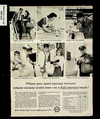 1959 When You Need Money Borrow Full Service Bank Vintage Print ad ...