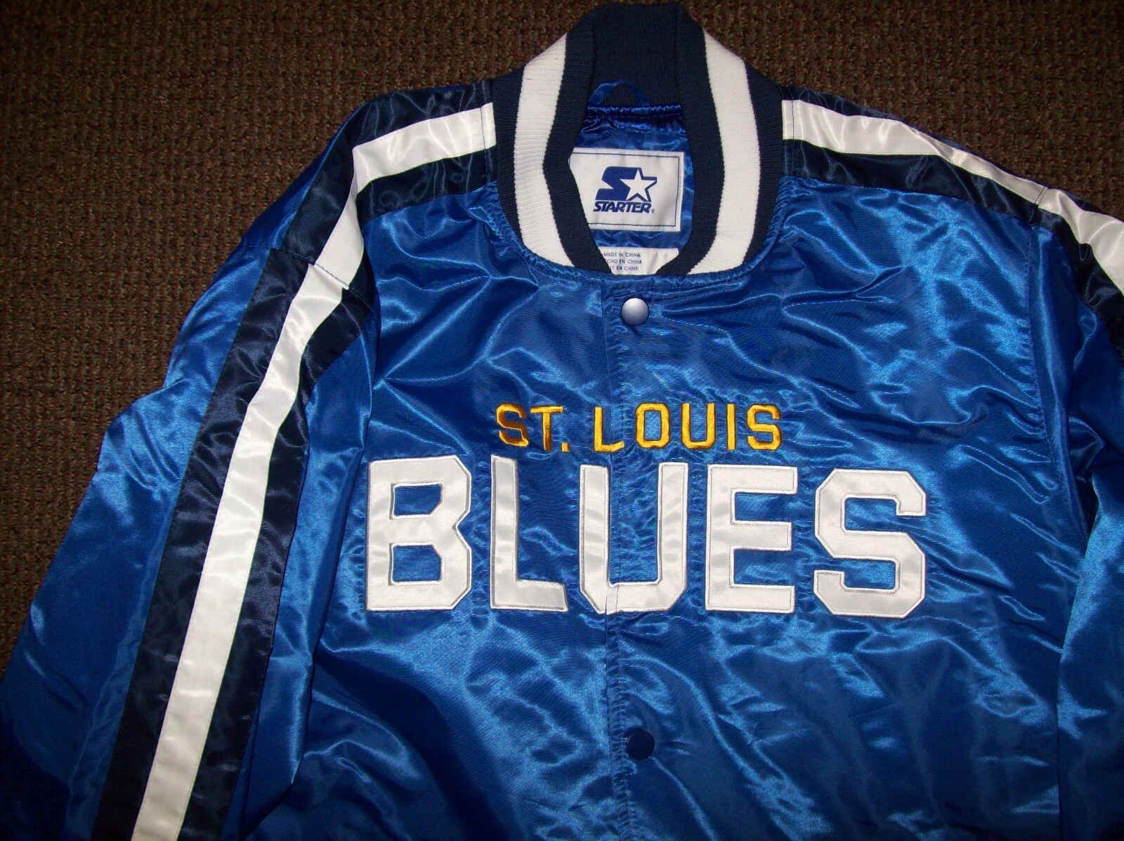 St. Louis Blues NHL STARTER Satin Jacket Traditional BLUE S M L XL 2X ...