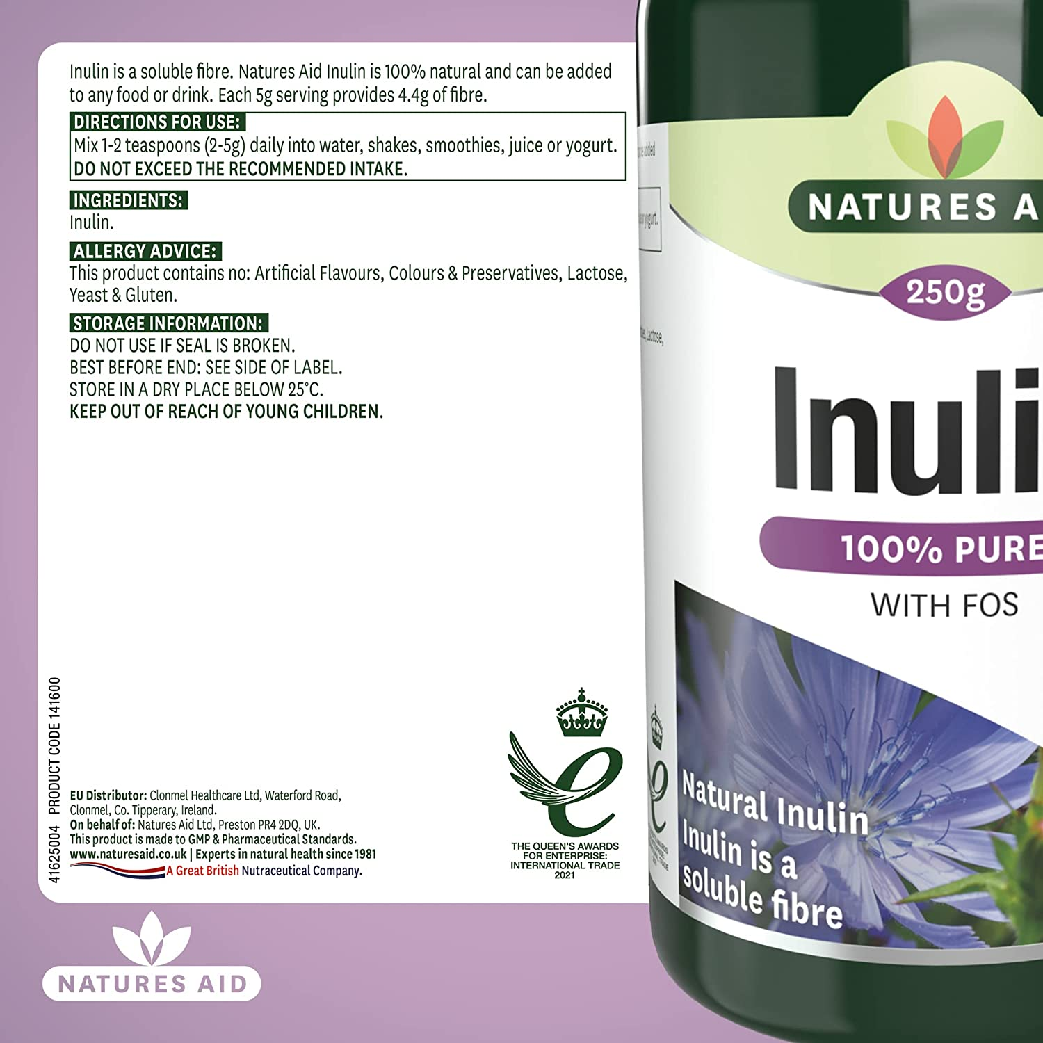 Pure Inulin With FOS From Natures Aid 250g X2 for sale online | eBay