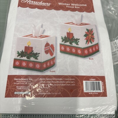 Herrschners® Winter Welcome Tissue Box #270681 Plastic Canvas Kit New ...