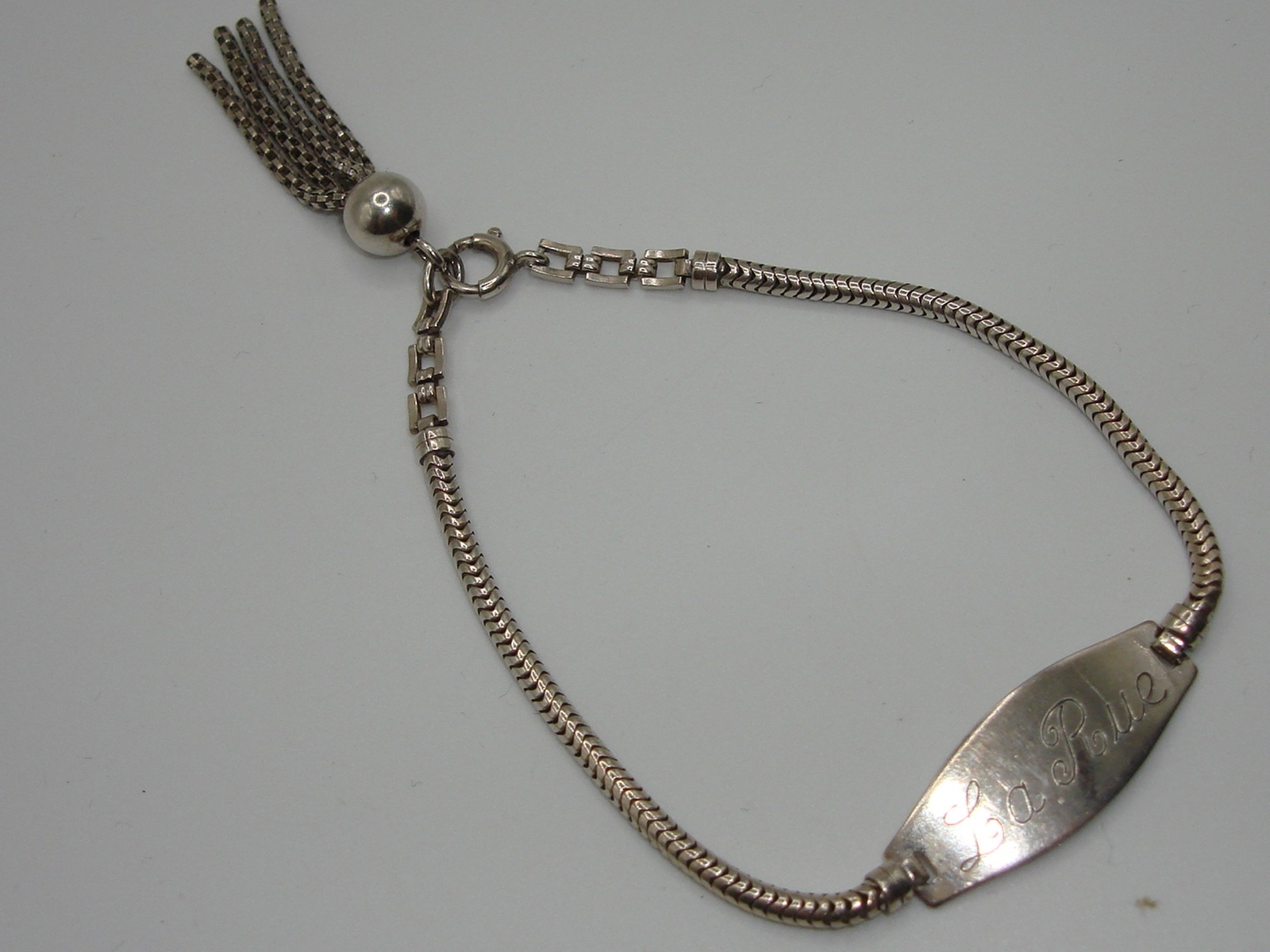 VINTAGE SIGNED FCC STERLING SILVER SNAKE CHAIN ID "La… - Gem