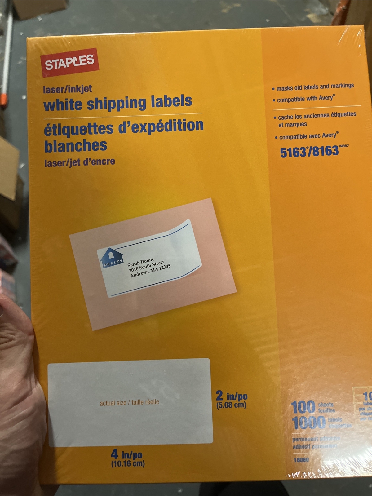 Staples Laser/Inkjet Shipping Labels 2" x 4" White 10 Labels/Sheet, 100 ...