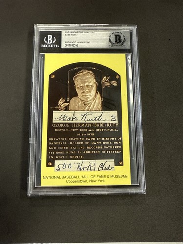 Babe Ruth Cut Words Handwriting Signature Beckett Authentic Handwriting ...