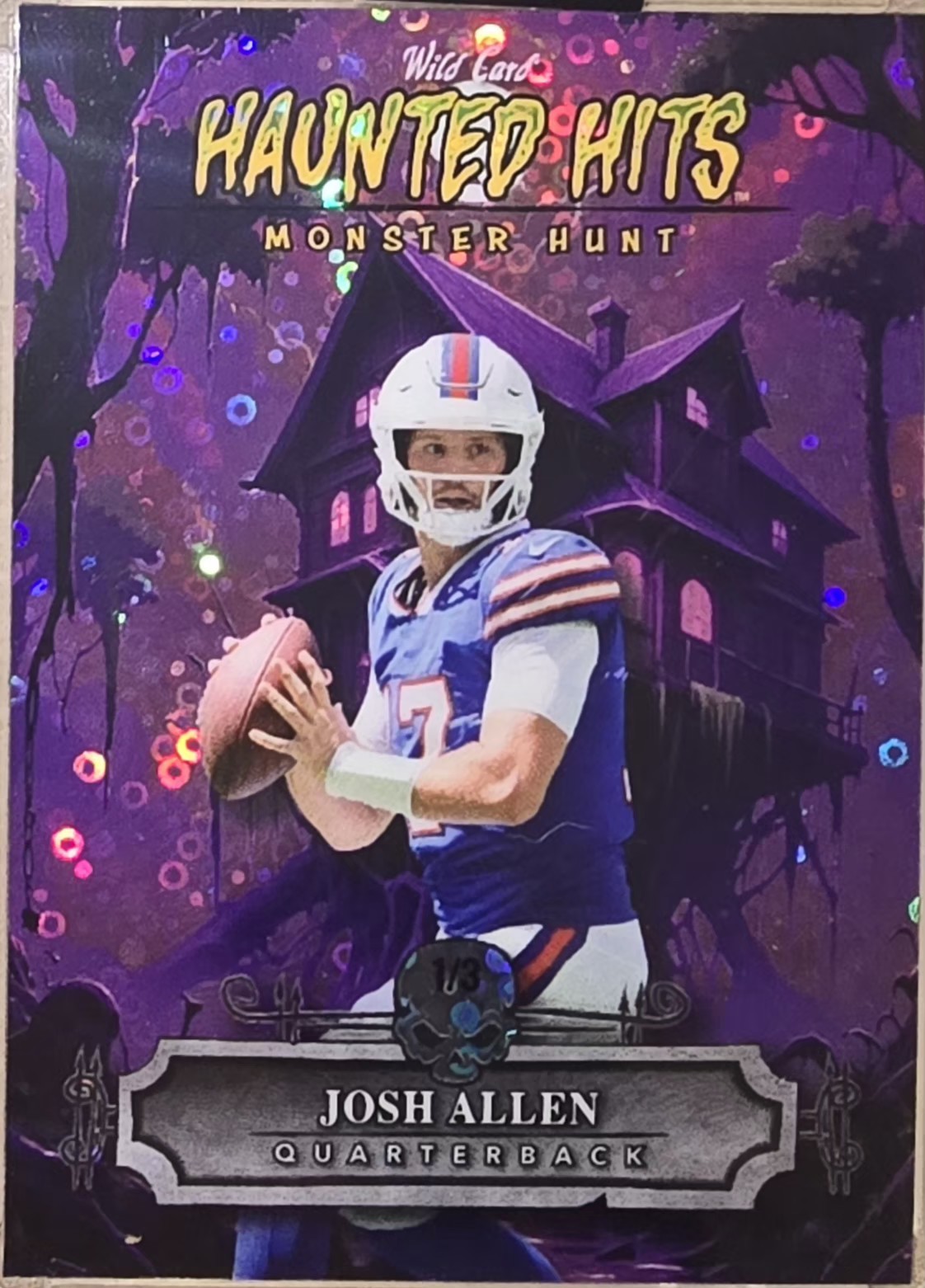 JOSH ALLEN PURPLE DISCO REFRACTOR #1/3 -2025 WILD CARD HAUNTED HITS 🔥🔥 ...