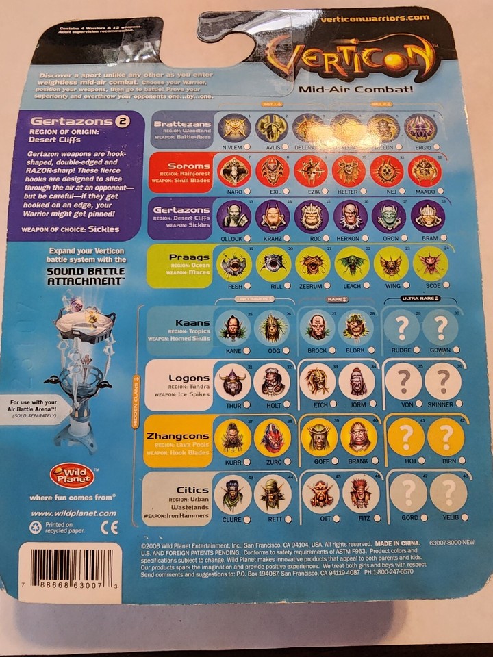 Verticon Warrior Pack With Weapons Gertazons 2 NIB Rare! | eBay