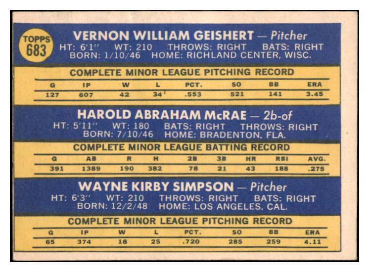 1970 TOPPS #683 HAL MCRAE REDS VG-EX 499293 (KYCARDS) | eBay