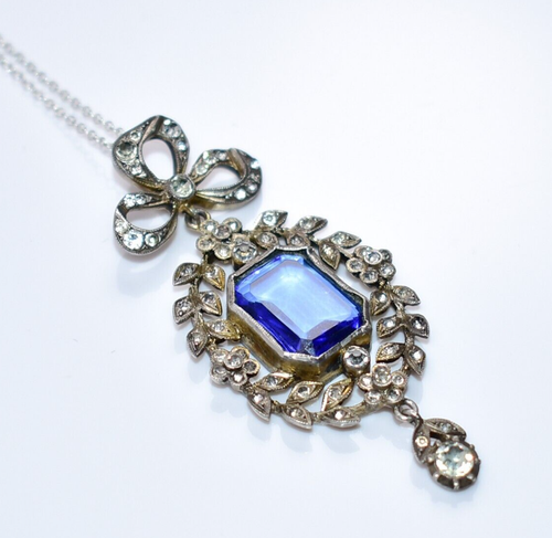ABSOLUTELY GORGEOUS! Antique 800 Silver**GEORGIAN** Paste Stone PENDANT ...