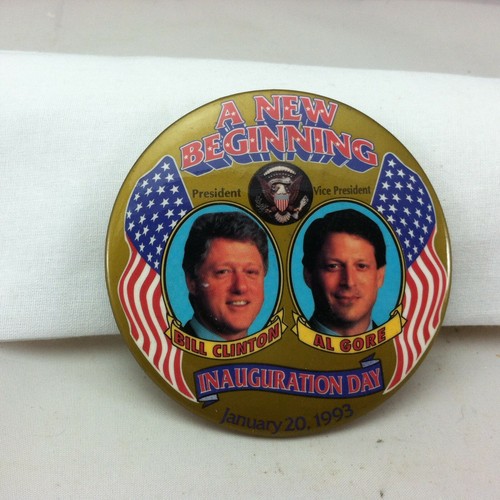 1993 Bill Clinton & Al Gore Presidential Inauguration Day pinback ...