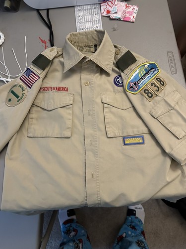 Official BSA Boy Scout YOUTH LARGE Tan Uniform Short Sleeve Shirt | eBay